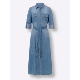 Heine Witt Damen Hemdblusenkleid mit variabler Arml&auml;nge, blue-bleached, Gr&ouml;&szlig;e 50