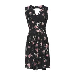 Vivance Damen Jerseykleid, schwarz-mauve bedruckt, Gr&ouml;&szlig;e 42