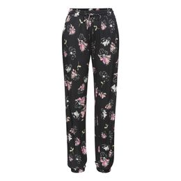 Vivance Damen Jerseyhose, schwarz-mauve bedruckt, Gr&ouml;&szlig;e 42