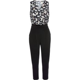 Lascana Damen Overall, schwarz-beige-bedruckt, Gr&ouml;&szlig;e 42