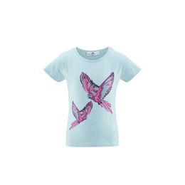 happy girls Shirt M&auml;dchen Gr&ouml;&szlig;e 140 hellblau / beere / pink