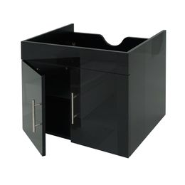 Waschbeckenunterschrank MCW-D16, Waschtischunterschrank Waschtisch Unterschrank Badm&ouml;bel, MVG hochglanz 60cm ~ schwarz