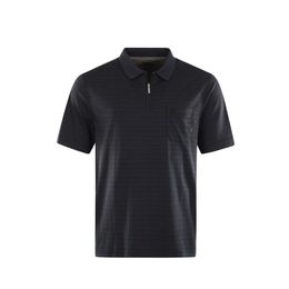Hajo Shirt Gestreiftes Kurzarm-Poloshirt Softknit mit verdecktem Rei&szlig;verschluss und Brusttasche in Regular Fit