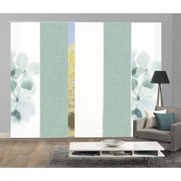 Schiebegardine Home Wohnideen "BONITA 5er SET" Gr. 1, grün (mint), B:60cm H:245cm, Polyester, Gardinen, Schiebevorhang Digidruck 5er Set BONITA