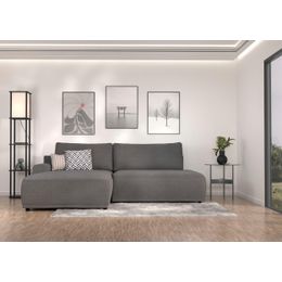 Ecksofa Trendmanufaktur "Fordon II, Schlafsofa mit Bettkasten, Couch in L-Form, Breite 250 cm", grau (anthrazit), B:250cm H:82cm T:167cm, 100% Polyester, Sofas, Ecksofa, in Struktur fein LEO, haustierfreundlich, anthrazit, Armlehne links