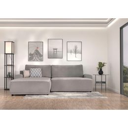 Ecksofa Trendmanufaktur "Fordon, Schlafsofa mit Bettkasten, Couch in L-Form, Breite 250 cm", braun (schlamm), B:250cm H:82cm T:167cm, 100% Polyester, Sofas, Ecksofa, in Struktur fein LEO, haustierfreundlich, schlamm, Recamiere links