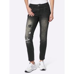 Heine Damen Jeans, Grau, Gr. 46, Skinny, Material: Baumwolle