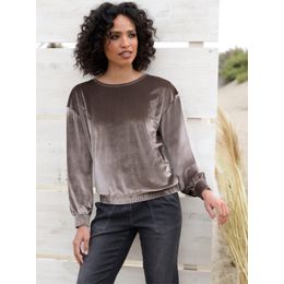 Heine Damen Rundhalsshirt, Braun, Gr. 42, Langarm-Shirts, Material: Polyester
