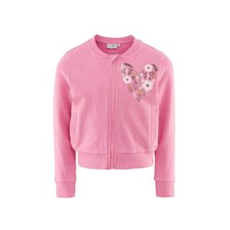 happy girls Sweatjacke M&auml;dchen Gr&ouml;&szlig;e 128 gr&uuml;n / pink / schwarz / wollwei&szlig;