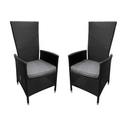 Expo-Börse Kynast Aluminium Gartensessel 2in 1 Rattan-Optik 2er Set schwarz