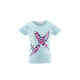 happy girls Shirt M&auml;dchen Gr&ouml;&szlig;e 140 hellblau / beere / pink