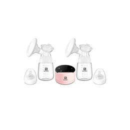 Lorelli elektrische Doppelmilchpumpe Daily Comfort LCD-Anzeige mit zwei Flaschen pink