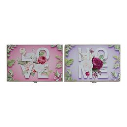 Dekorative Box DKD Home Decor Rosa Lila Holz MDF Tropical Zähler (2 Stück)