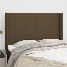 vidaXL Kopfteil mit Ohren Dunkelbraun 147x16x118/128 cm Stoff