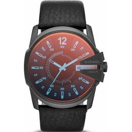 Quarzuhr Diesel "MASTER CHIEF", schwarz, Armbanduhren, Herren, Armbanduhr, Herrenuhr, mit irisierendem Mineralglas, Lederarmband