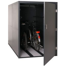 2er-Fahrradgarage MCW-L56c, Ger&auml;tehaus Fahrradbox mit Ablage, abschlie&szlig;bar Metall 160x113x209cm ~ anthrazit