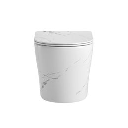 sanicomfort H&auml;nge WC Set Nakia &ndash; Sp&uuml;lrandloses, Hygienisches Wand-WC Tiefsp&uuml;ler aus Hochwertiger Sanit&auml;rkeramik in Marmor, Kompakt, Modern inkl. Soft-Close WC-Sitz
