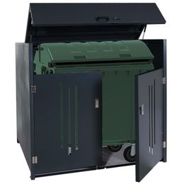 M&uuml;llcontainerverkleidung MCW-M54, M&uuml;llcontainerbox Industrie-Abfallcontainer, Container bis 1100L 154x160x136cm, Stahl