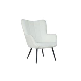 ByLiving Sessel UTA, Boucl&eacute;bezug off-white, Gestell Metall schwarz