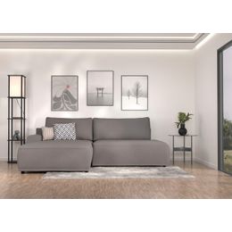 Ecksofa Trendmanufaktur "Fordon II, Schlafsofa mit Bettkasten, Couch in L-Form, Breite 250 cm", grau (anthrazit), B:250cm H:82cm T:167cm, 100% Polyester, Sofas, Ecksofa, in Struktur LUMOS, 3D-Effekt, anthrazit, Armlehne links