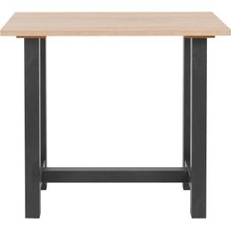 Mäusbacher Bartisch MÄUSBACHER, schwarz (schwarzstahl, eichefarben sägerau, schwarzstahl), B:140cm H:105cm T:70cm, Tische, Bartisch, Gestell in U-Form (Breite 120, 140 oder 160 cm)