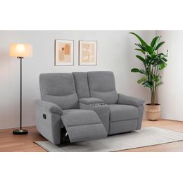 2-Sitzer Home Affaire "ODILON, 2er-Kinosofa, TV-Sessel, Mulitmedia-Sofa, Struktur, USB A/C", grau (anthrazit), B:181cm T:91cm, Sofas, Relaxfunktion manuell u. elektrisch, Getr&auml;nkehalter, Staufach