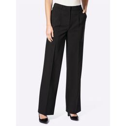 Heine Damen Bundfalten-Hose, Schwarz, Gr. 34, Gerade Hosen, Material: Polyester