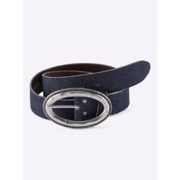 Heine Damen G&uuml;rtel, Blau, Gr. 85, G&uuml;rtel, Material: Baumwolle