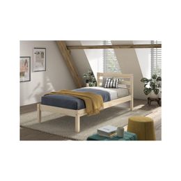 Vipack Einzelbett Pino 90x200 cm, mit Lattenrost, natur lackiert