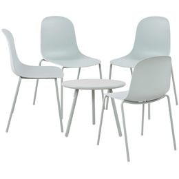 CLP 4er Sitzgruppe Mindin I Garten-Set 4x Stuhl stapelbar und 1x Tisch I Outdoor-Set wetterfest und UV-beständig I Gartenmöbel