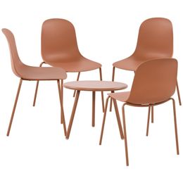 CLP 4er Sitzgruppe Mindin I Garten-Set 4x Stuhl stapelbar und 1x Tisch I Outdoor-Set wetterfest und UV-beständig I Gartenmöbel