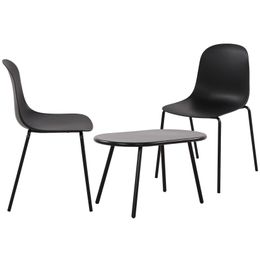 CLP 2er Sitzgruppe Veldin I Garten-Set 2x Stuhl stapelbar und 1x Tisch I Outdoor-Set wetterfest und UV-beständig I Gartenmöbel