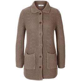 Peter Hahn - Long-Strickjacke, beige, Gr. 38 / S - Baumwolle