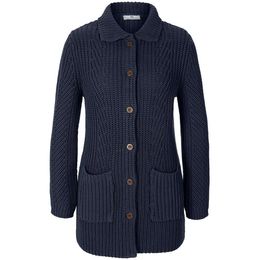 Peter Hahn - Long-Strickjacke, blau, Gr. 44 / L - Baumwolle