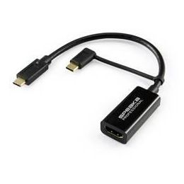 SpeaKa Professional SP-9015340 HDMI Adapterkabel [1x HDMI-Buchse - 1x USB-C&reg; Stecker] Schwarz Geflechtschirm 15.00 cm