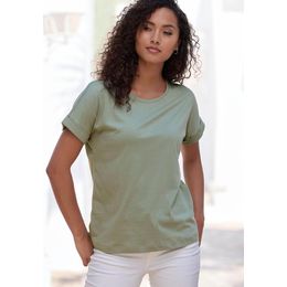 Copenhagen Studios T-Shirt 'mit dezentem Logoprint hinten' gr&uuml;n Gr. S (36) f&uuml;r Damen. Rundhals und Logodruck. Bequem. Nachhaltig.