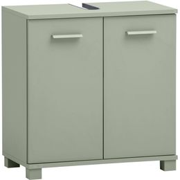 Waschbeckenunterschrank Schildmeyer "Mono, Breite 59 cm, Metallbeschläge", grün (pistazie), B:59,8cm H:62,4cm T:32,6cm, FSC-zertifizierter Holzwerkstoff, Schränke, Made in Germany