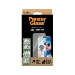 PanzerGlass Displayschutz Ultra-Wide Fit, Schutzfolie transparent, iPhone 16 Pro, EasyAligner