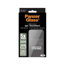 PanzerGlass Ceramic Displayschutz Ultra-Wide Fit, Schutzfolie transparent, iPhone 16 / 15, EasyAligner
