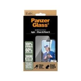 PanzerGlass Displayschutz Ultra-Wide Fit, Schutzfolie transparent, iPhone 16 /15, EasyAligner