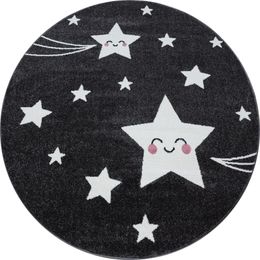Kinderteppich Ayyildiz Teppiche "Kids 610", grau, H:12mm Ø:160cm, Kunstfaser, Teppiche, auch rechteckig, Sterne Motiv, Kurzflor