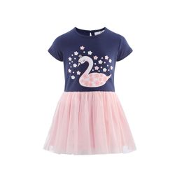 happy girls Kleid M&auml;dchen Gr&ouml;&szlig;e 128 navy / hellpink / silber / wei&szlig;