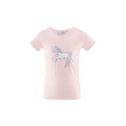 happy girls T-Shirt M&auml;dchen Gr&ouml;&szlig;e 128 ros&eacute; / silber