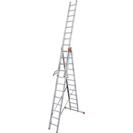 Vielzweckleiter Krause "Tribilo", grau (aluminiumfarben), B:48cm H:360cm L:360cm, Aluminium, Leitern, mit Leiternspitzen, 3x12 Sprossen