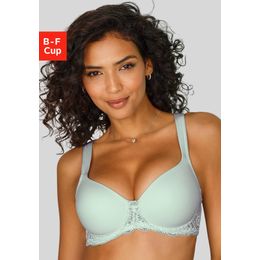 Schalen-BH Lascana, Damen, Gr. 100, Cup C, grün (mint), Microtouch, Obermaterial: 85% Polyamid, 15% Elasthan, Klassisch, BHs, mit Bügel, nahtlos vorgeformte Cups, Spitzendetails, Dessous