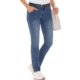 WITT Damen Stretch-Jeans mit streckender Seitennaht, blue-stone-washed, Gr&ouml;&szlig;e 20