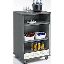 Mobiler Catering-Schrank mit Rolladen, B 650 x T 500 x H 1000 mm, graphit/weiß
