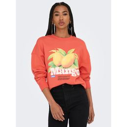 Only Sweatshirt »ONLPHILEA L/S FRUIT O-NECK UB SWT« Nasturtium Print:Mango XL XL Sweater von Only