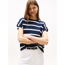 Tommy Hilfiger Kurzarmshirt &raquo;GOLD BUTTON MDRN C-NK SS TEE&laquo; mit goldfarbenen Knopf Dark Night Navy/Ivory Silk Stp XXXL(46) XXXL(46) Kurzarmshirt von...