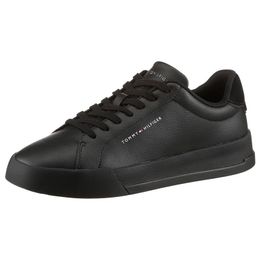Tommy Hilfiger Sneaker »TH COURT LTH DETAIL ESS«, Freizeitschuh, Halbschuh, Schnürschuh mit seitlichem Logoschriftzug schwarz uni 44 44 Schnürschuh...